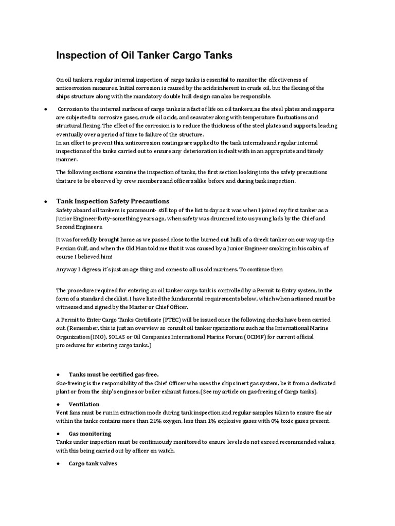 Tanker Inspection Certification