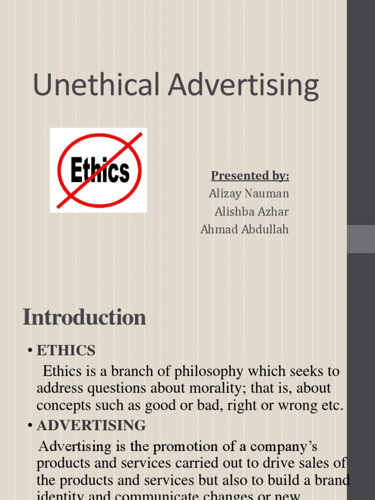 Unethical Advertising Slides | PDF | Advertising | Brand
