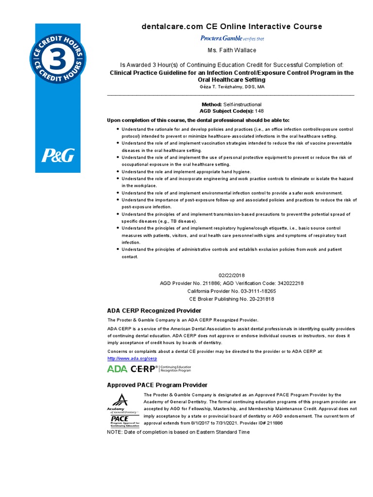 Clinical Practice Guideline For An Infection Controlexposure Control ...