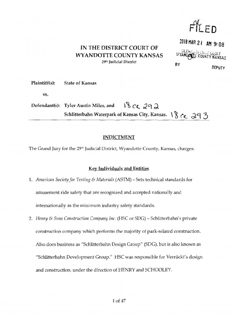 State of Kansas vs. Tyler Austin Miles, Schlitterbahn Waterpark of ...
