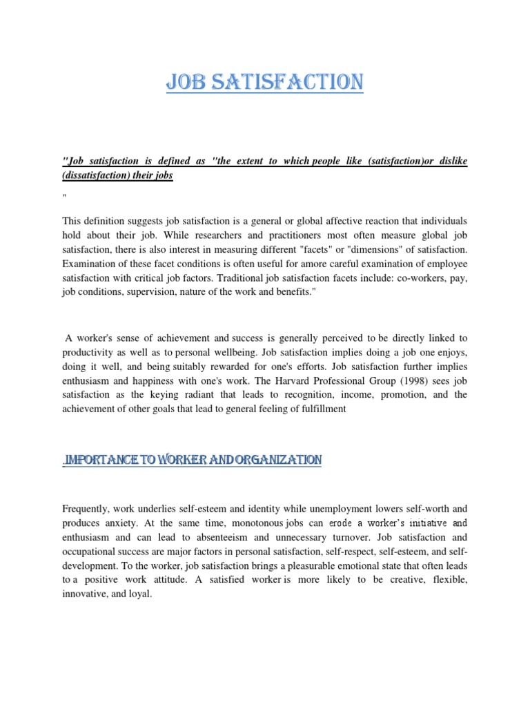 Job Satisfaction Case Study | PDF | Job Satisfaction | Emergence
