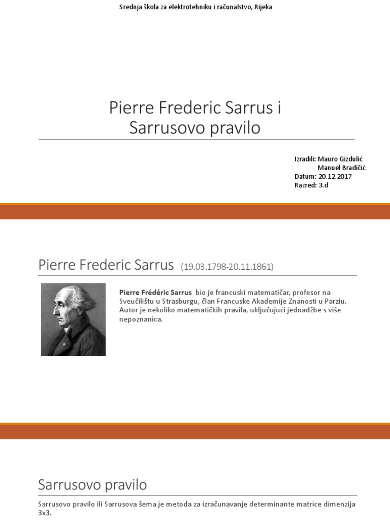 Pierre Frederic Sarrus | PDF