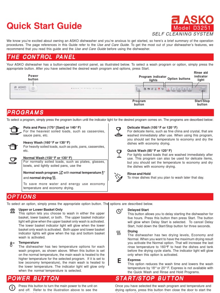 ASKO Dishwasher D3251 | PDF | Dishwasher | Manufactured Goods