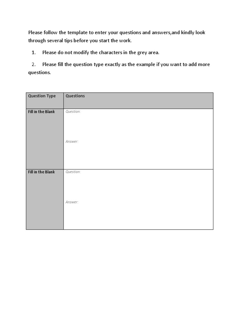 Question Type Questions: Fill in The Blank | PDF | Cognitive Science