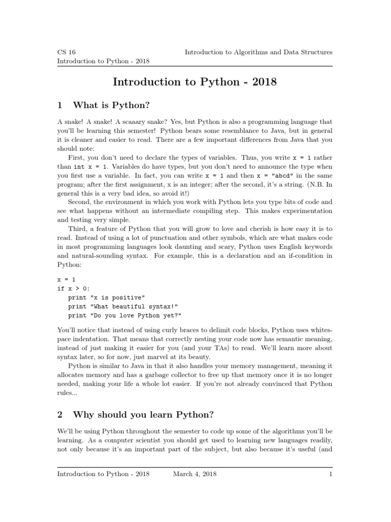 Introduction To Python - 2018 | PDF | Method (Computer Programming) | Class (Computer Programming)