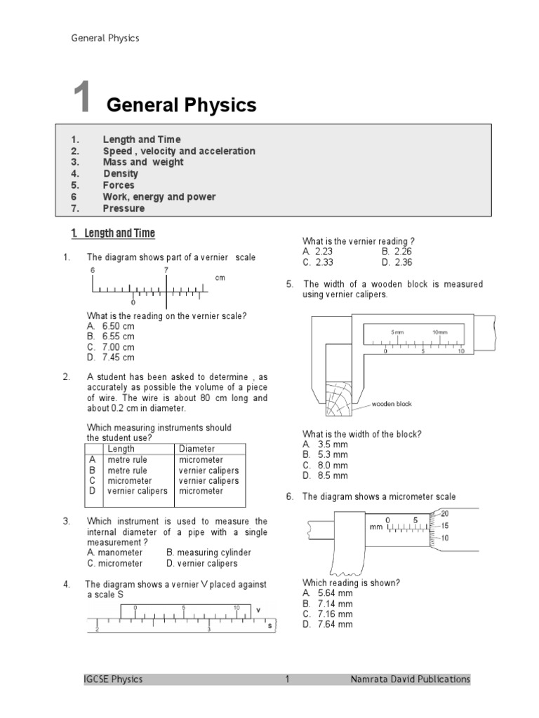 1 General Physics PDF | PDF | Mass | Density