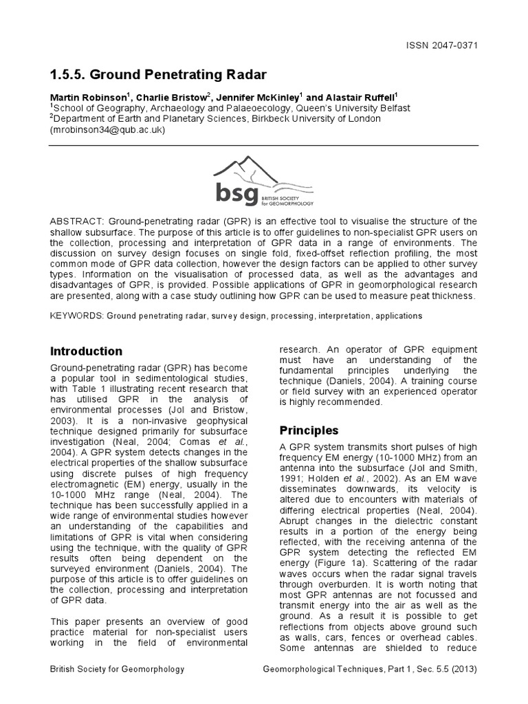 1.5.5. Ground Penetrating Radar: Martin Robinson, Charlie Bristow ...