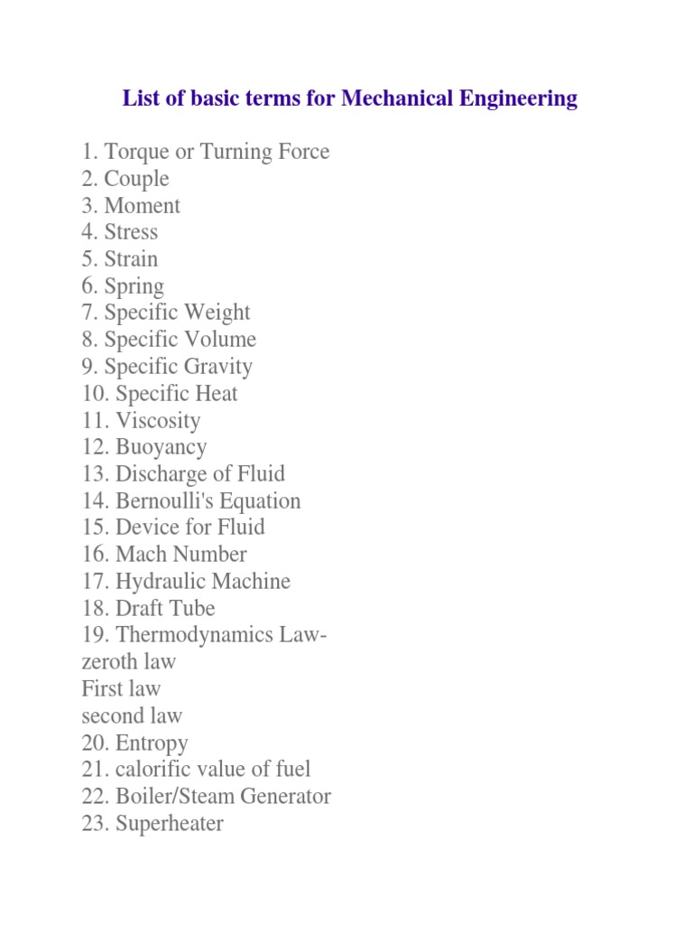 Basic Mechanical Engineering Terms | PDF | Law