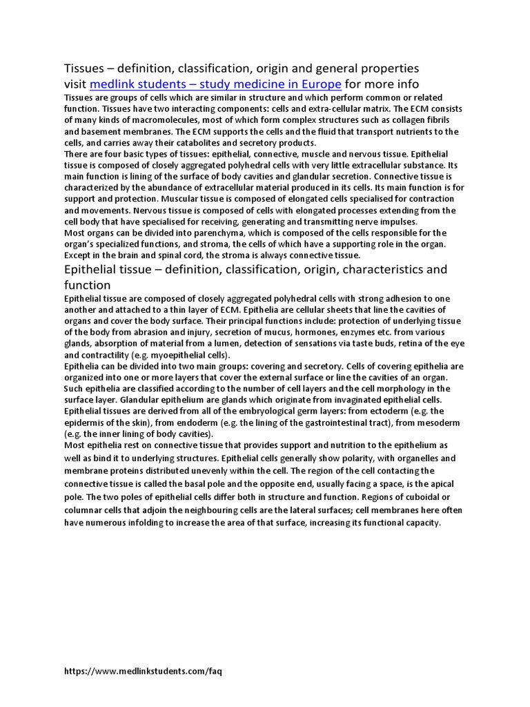 Histology Notes | PDF | Epithelium | Tissue (Biology)