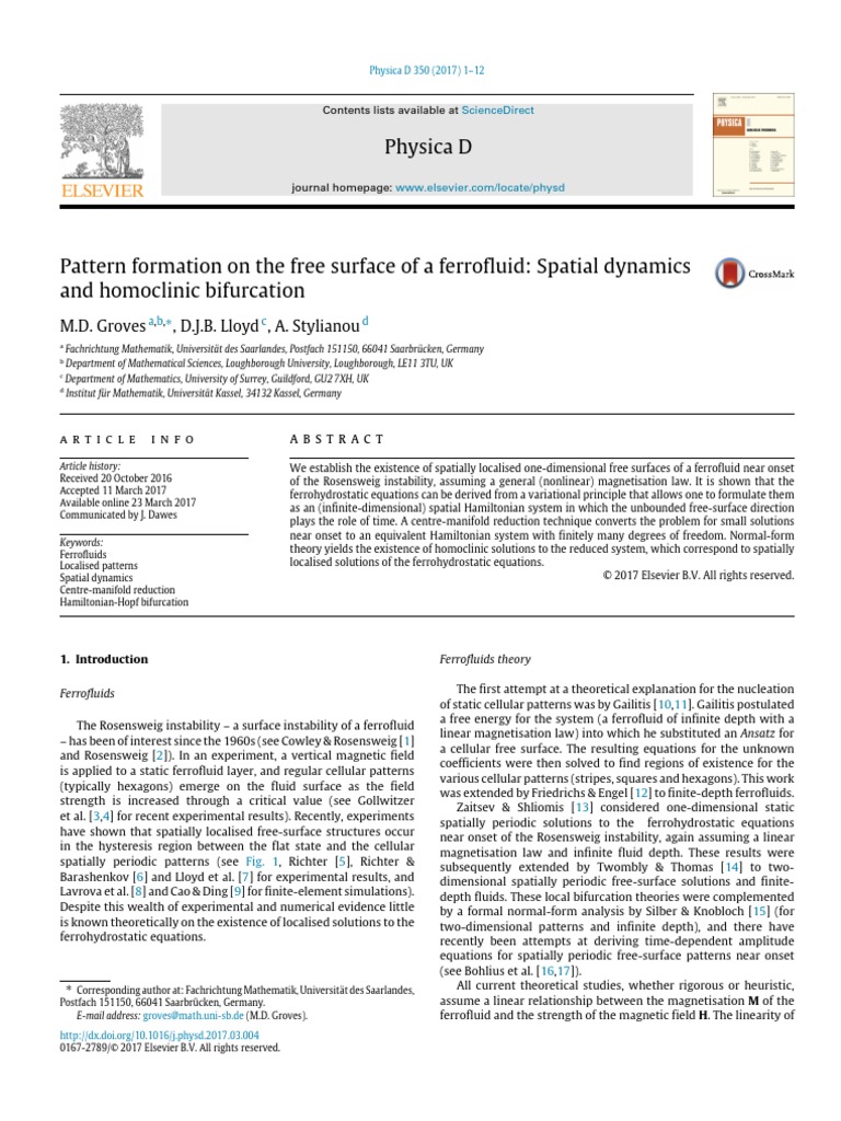 Physica D: M.D. Groves, D.J.B. Lloyd, A. Stylianou | PDF | Calculus Of ...