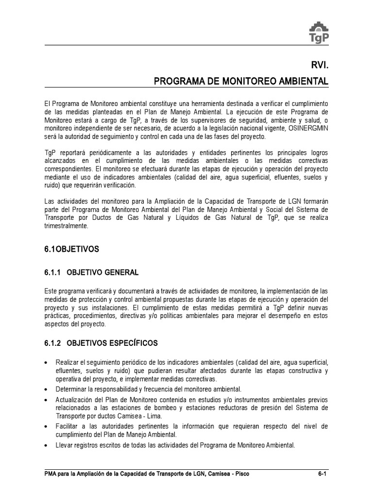 Programa de Monitoreo Ambiental | PDF | La contaminación del aire | Gestión de recursos ambientales