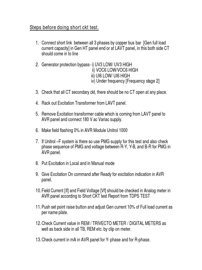 Procedure For SCC & OCC Test | PDF | Transformer | Alternating Current
