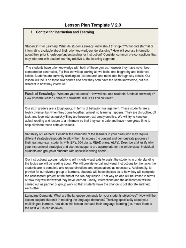 Lesson Plan for Comparing Text Genres | PDF | Constructivism ...
