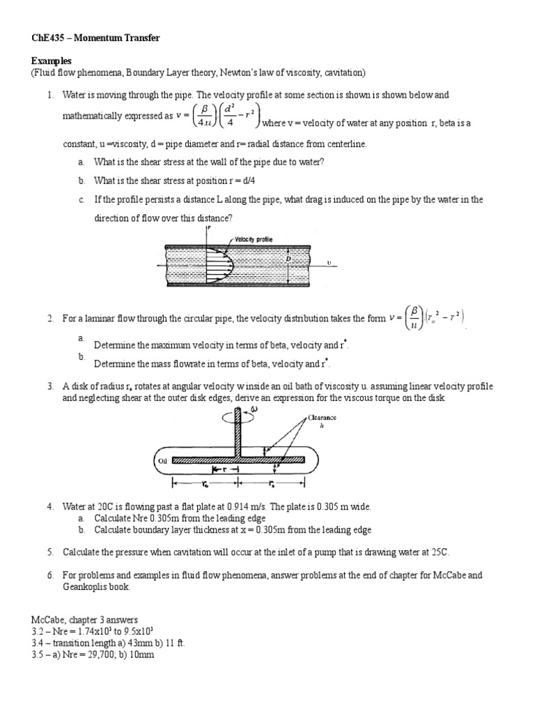 Problems-Fluid Flow Phenomena | PDF | Boundary Layer | Fluid Dynamics