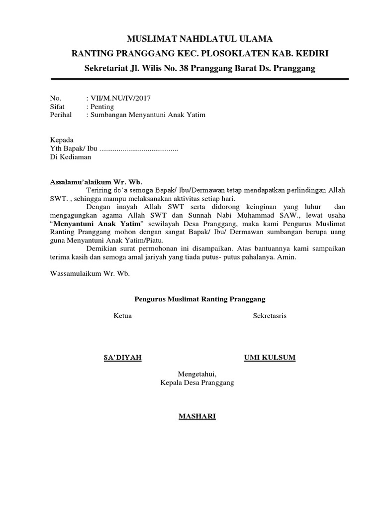 Proposal Muslimat Nahdlatul Ulama | PDF