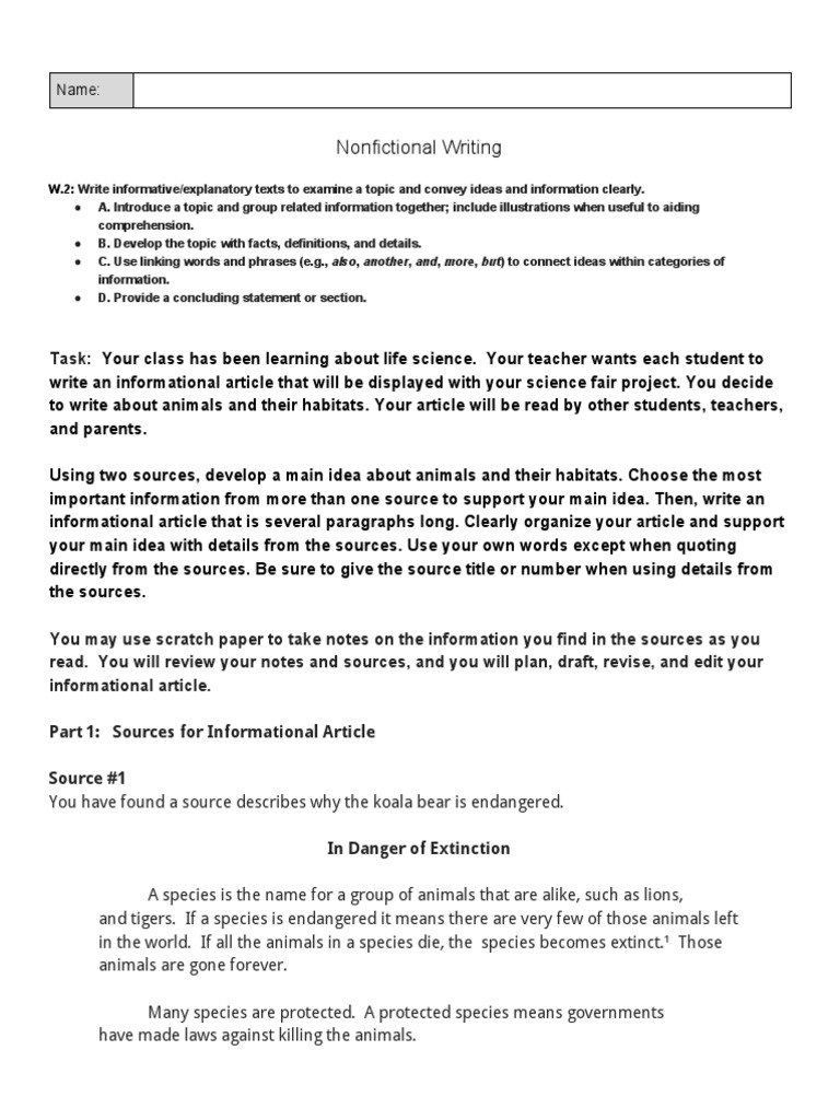 Informative Writing Prompt | PDF | Extinction | Endangered Species