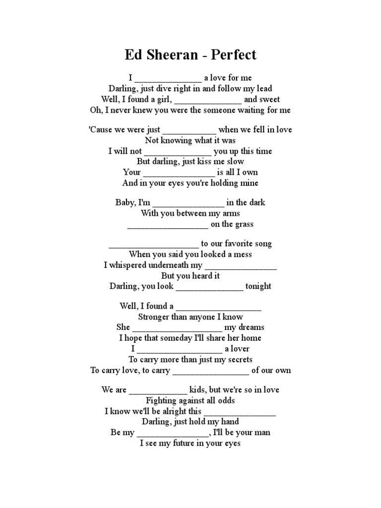 Ed Sheeran Letras Fotografia Perfect Acoustic Música Y Letra De