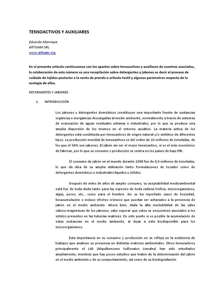 Tensoactivos Parte2 | PDF | Detergente | Tensioactivo