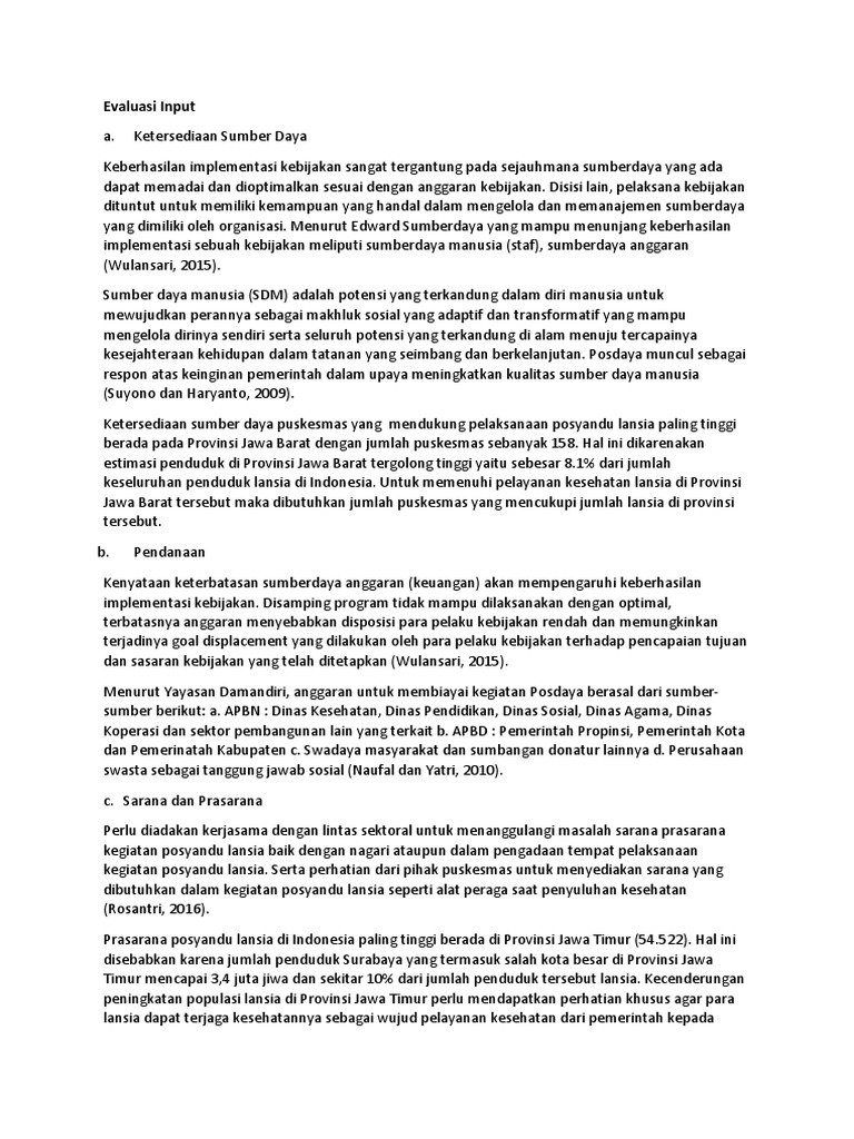 Pembahasan Evaluasi Proses Pelaksanaan Program Posyandu Lansia | PDF | Pengembangan Diri