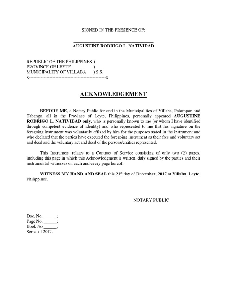 Acknowledgment of Contract of Service | PDF