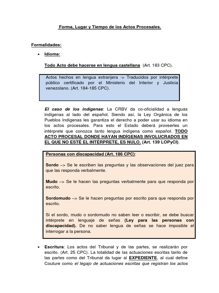 Actos Procesales: Forma, Lugar y Tiempo | PDF | Competencia (ley) | Ley ...