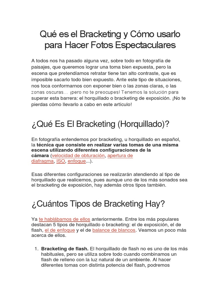 Bracketing y Cómo Usarlo | PDF | Velocidad de obturación | Exposición ...
