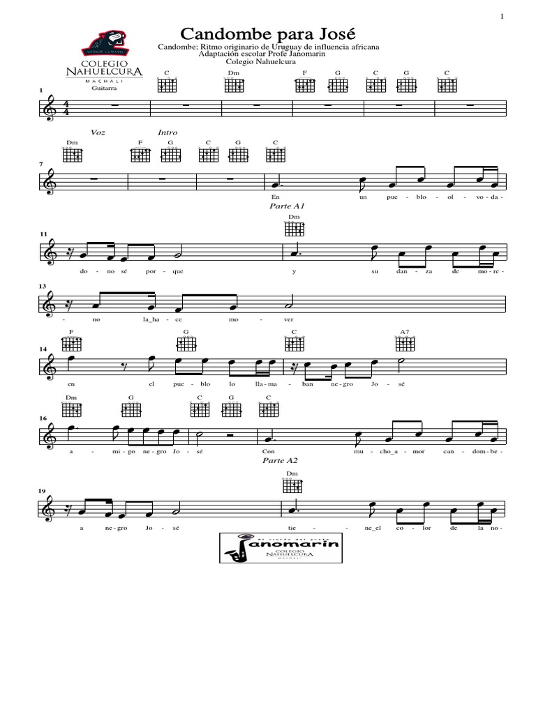 Candombe para José - Voz Guitarra | PDF