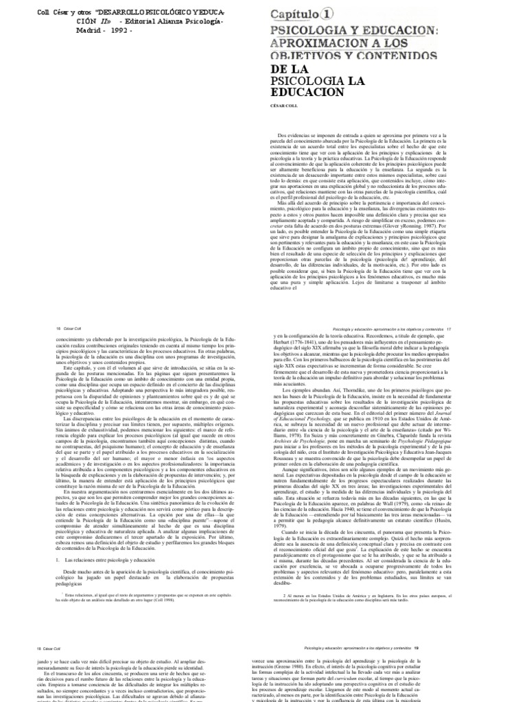 Cesar Coll PDF | PDF | Psicología Educacional | Sicología