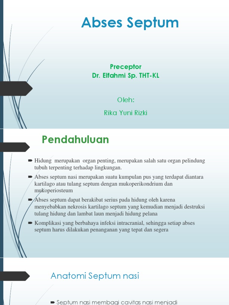 Abses Septum Nasi: Penyebab dan Penanganan | PDF | Sains & Matematika