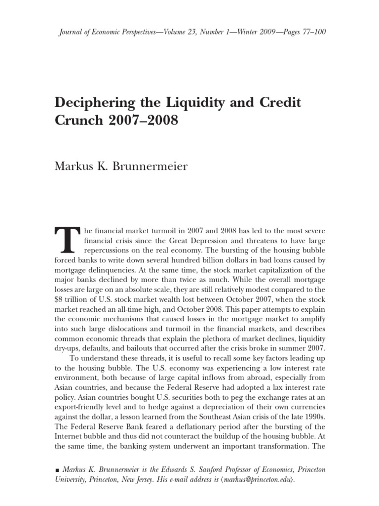 Liquidity Credit Crunch | PDF