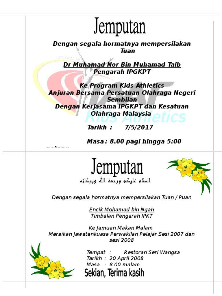 Contoh Kad Jemputan | PDF