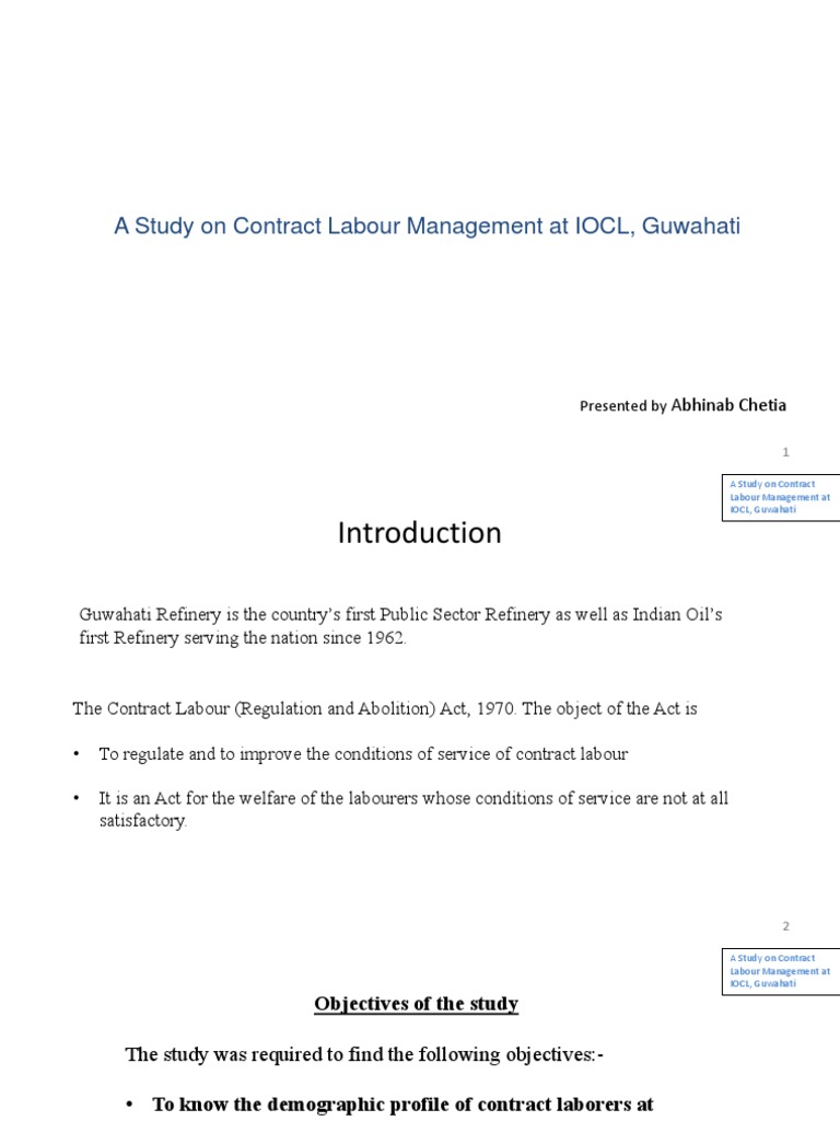Contract Labour Management at IOCL | PDF | Working Conditions | Employment