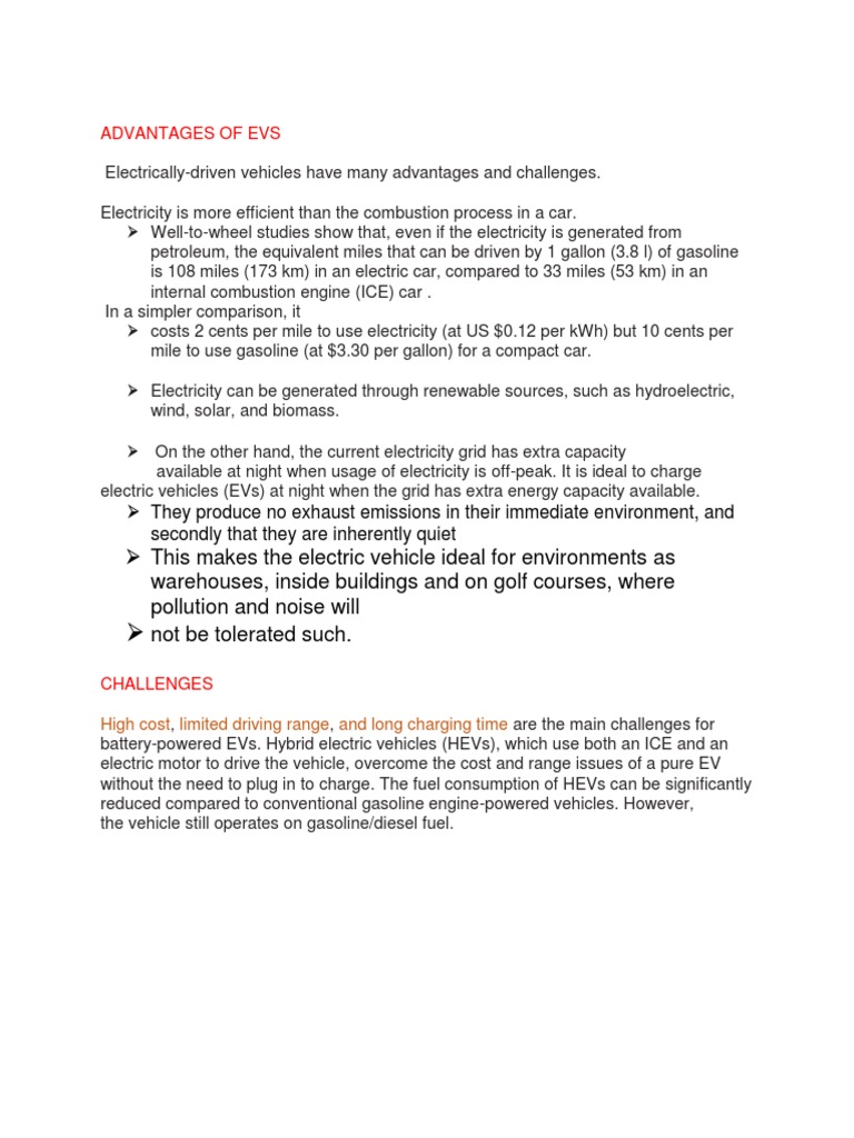 Advantages of Evs | PDF