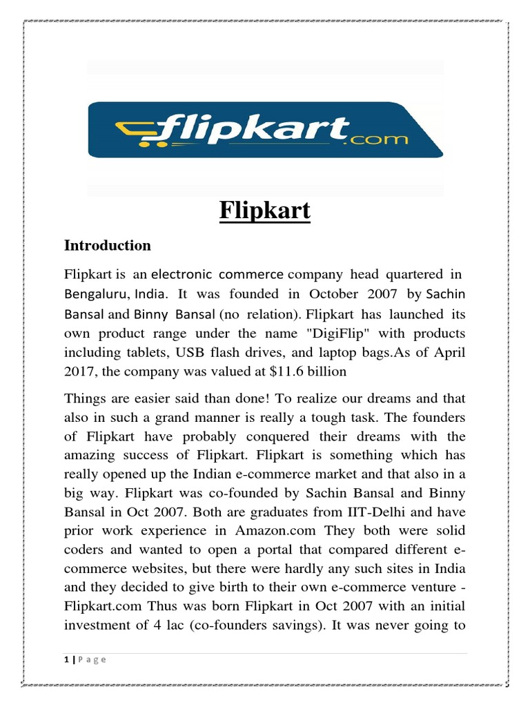 Flipkart-Case Study | PDF | Online Shopping | E Commerce