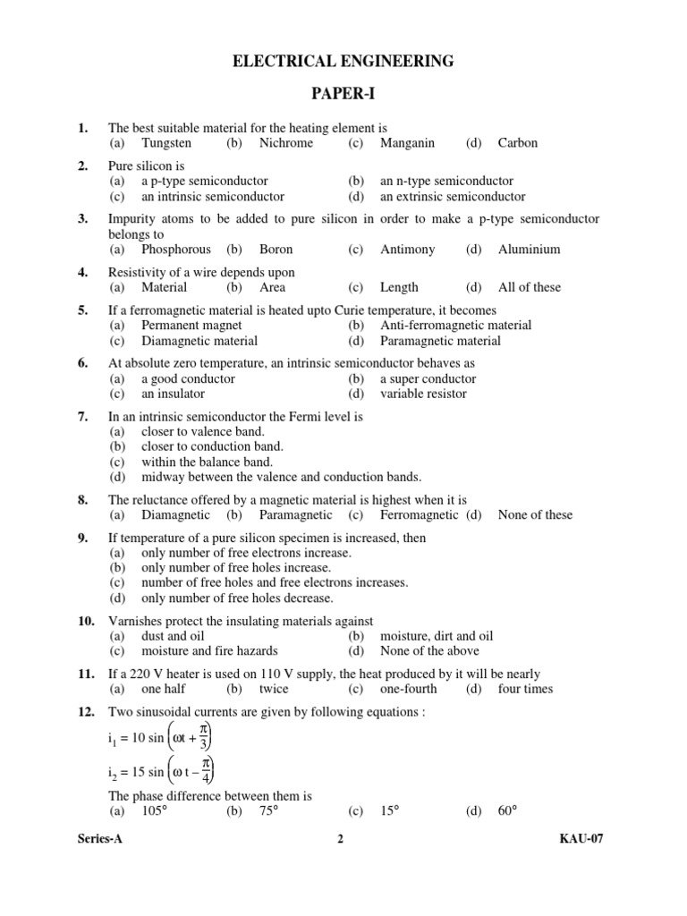 Edited Uppcl Junior Engineer Electrical Question Papers One | PDF ...