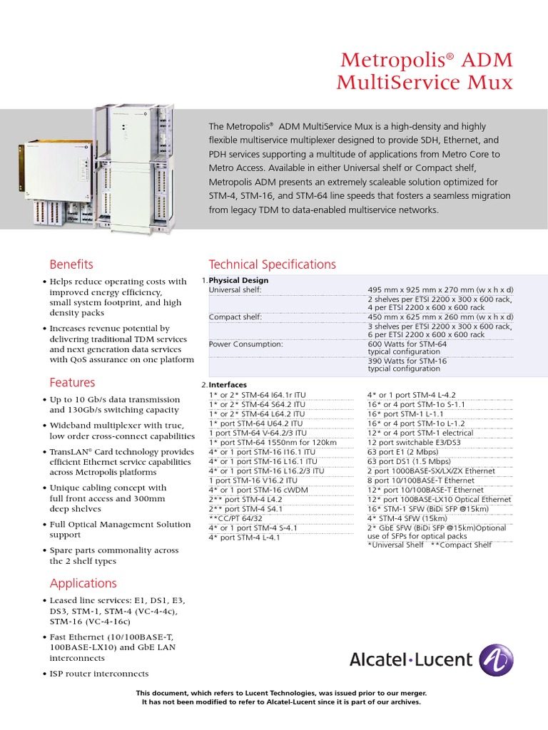 Metropolis ADM MultiService Mux Data Sheet A4 | PDF | Computer ...