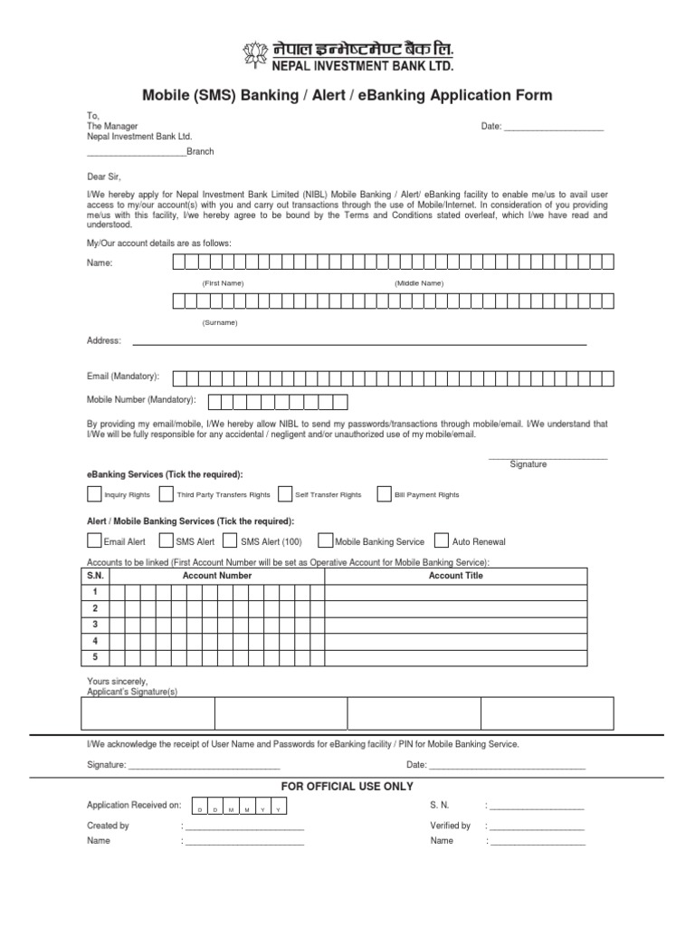 EBanking Alert Mobile Application Form | PDF | Password | Banks