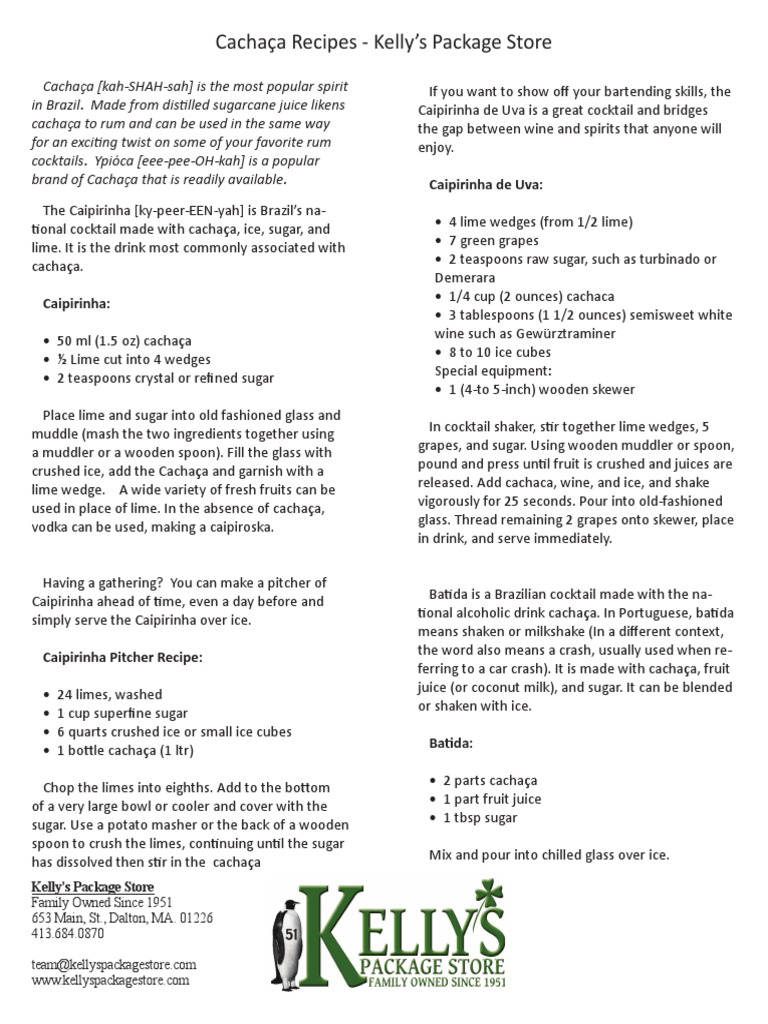 Cachaca Caipirinha Recipes | PDF | Alcoholic Drinks | Distilled Drinks