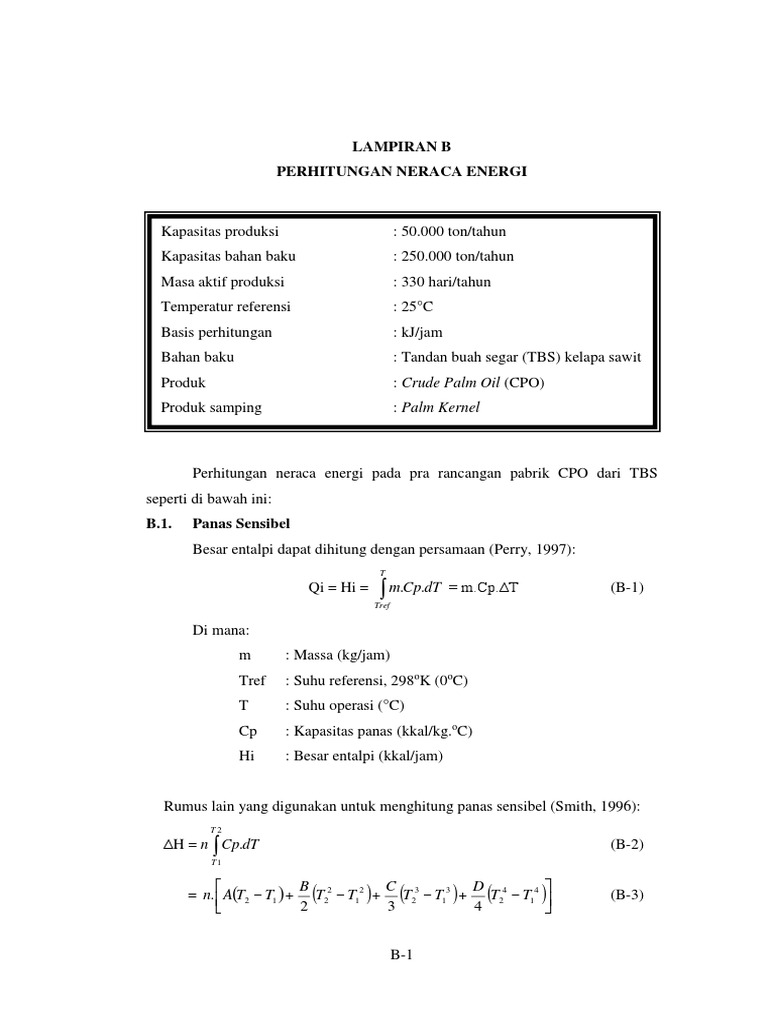 19 - Lampiran B - Perhitungan Neraca Energi | PDF