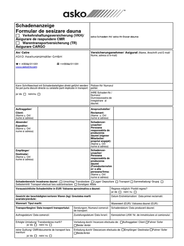 Formular Dauna CMR | PDF