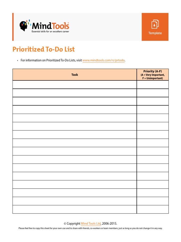 Prioritized To Do List | PDF