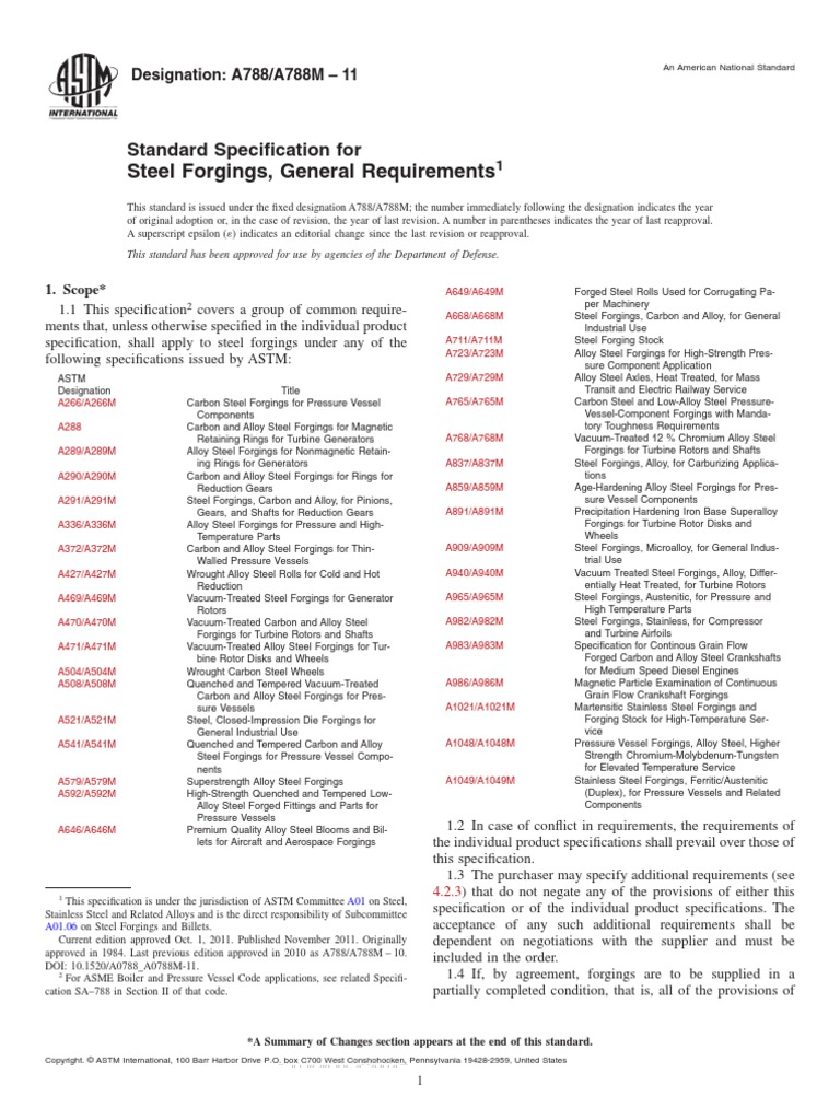 Astm A788-11 | PDF | Forging | Steel