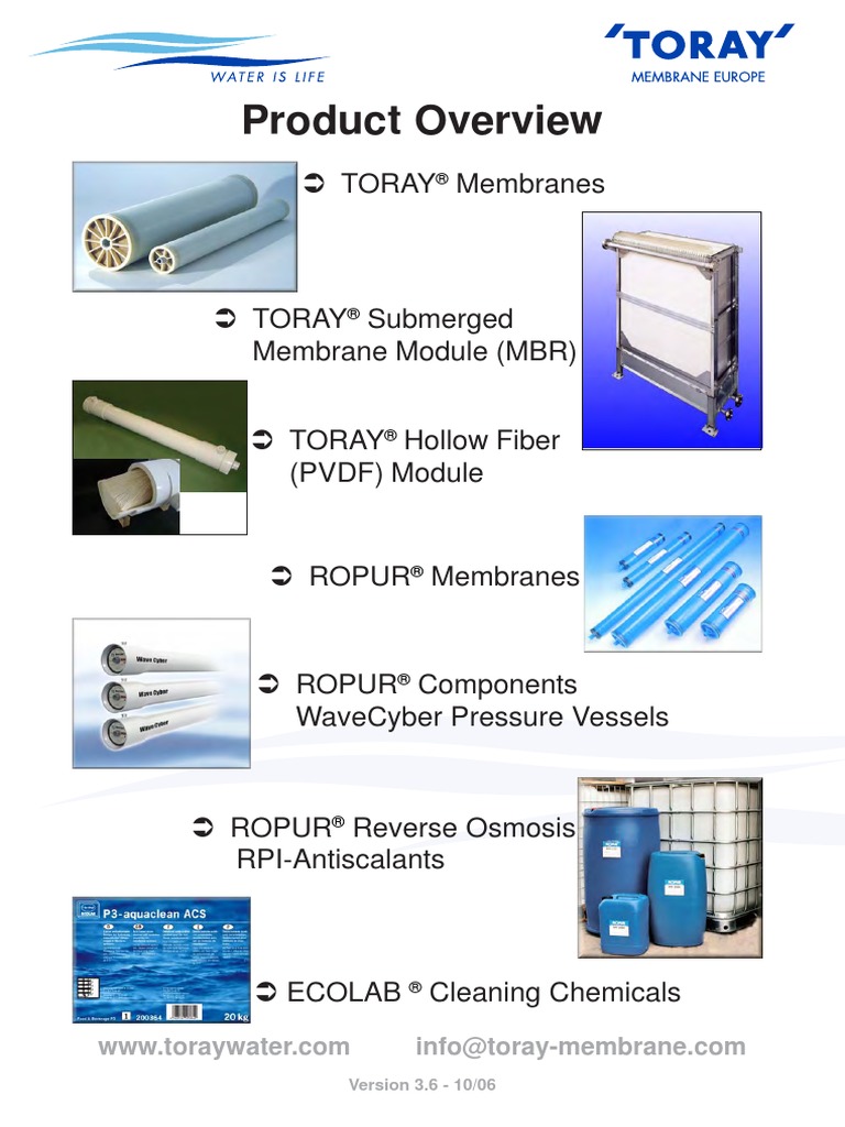 TORAY Membrane Europe | PDF | Water Purification | Chemical Engineering