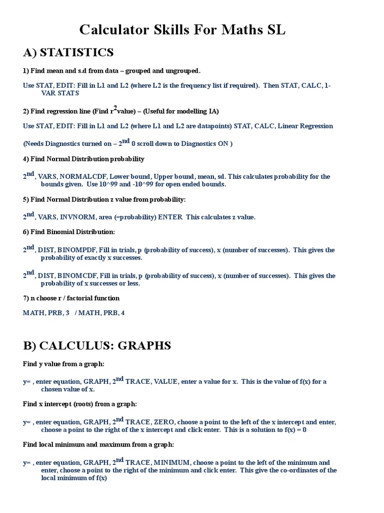Calculator SKILLS 2 | PDF | Maxima And Minima | Integral