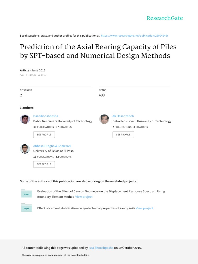 Prediction of The Axial Bearing Capacity of Piles | PDF | Deep Foundation | Geotechnical Engineering