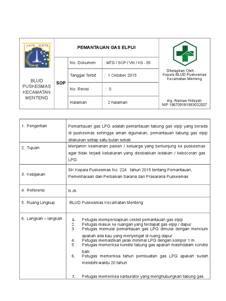 SOP Pemantauan Gas Elpiji | PDF