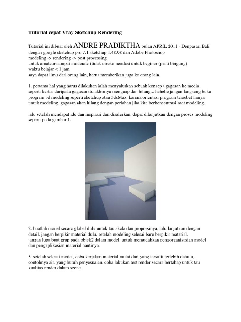 Tutorial Cepat Vray Sketchup Rendering | PDF