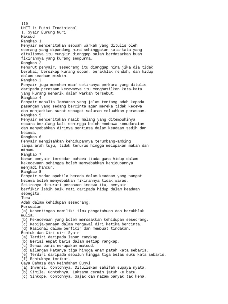 Nota Bestari Komsas Antologi Tingkatan 3 | PDF | Puisi