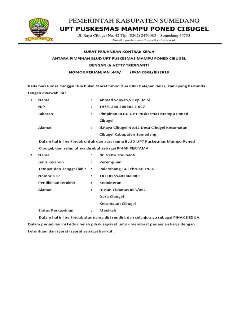 Perjanjian Kontrak Kerja Dokter Pdf