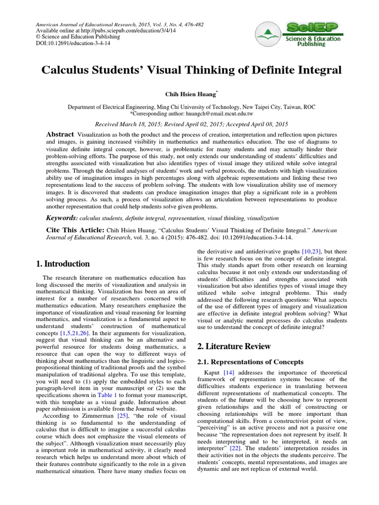 Visual Thinking of Definite Integral | PDF | Mental Image ...